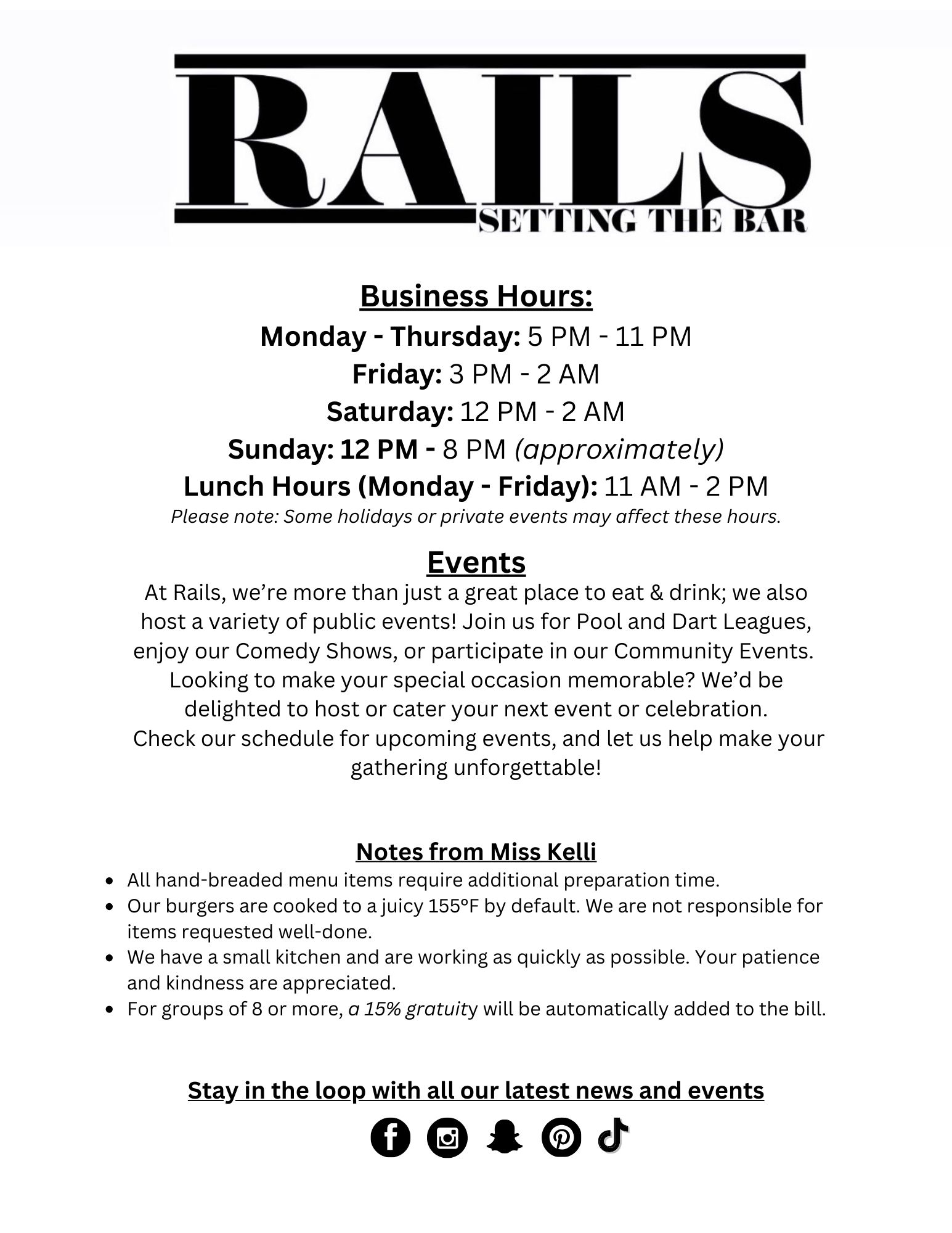 Menu – Rails Bar & Grill